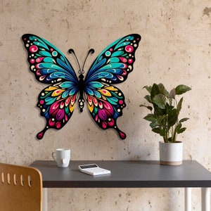Multi-color Butterfly Metal Sign, Butterfly Sign, Colorful Butterfly ...