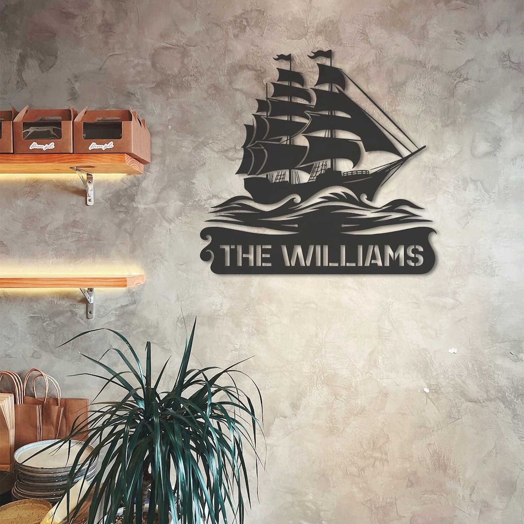 Personalized Pirate Ship Metal Sign, Pirate Metal Wall Art, Home Decor ...