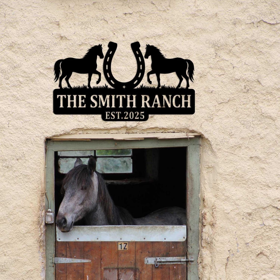 Custom Horseshoe Metal Sign, Horse Ranch Sign, Barn Sign, Farmhouse ...