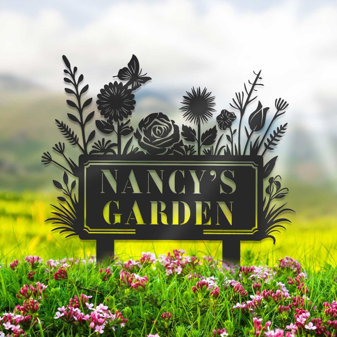 Personalized Flower Garden Stake, Flower Sign With Stake, Flower Bed ...