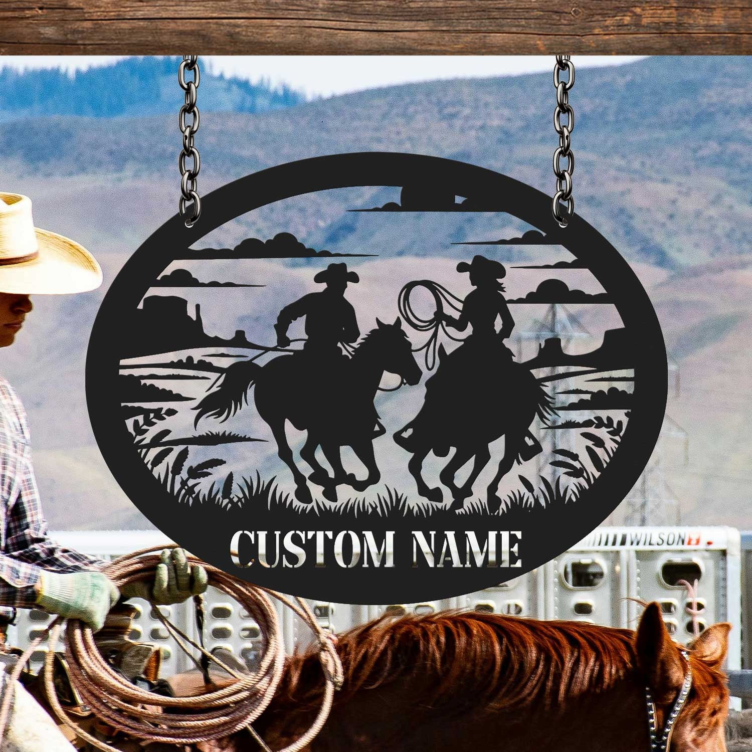 Personalized Cowboy Cowgirl Metal Sign, Couple's Ranch Sign, Western ...