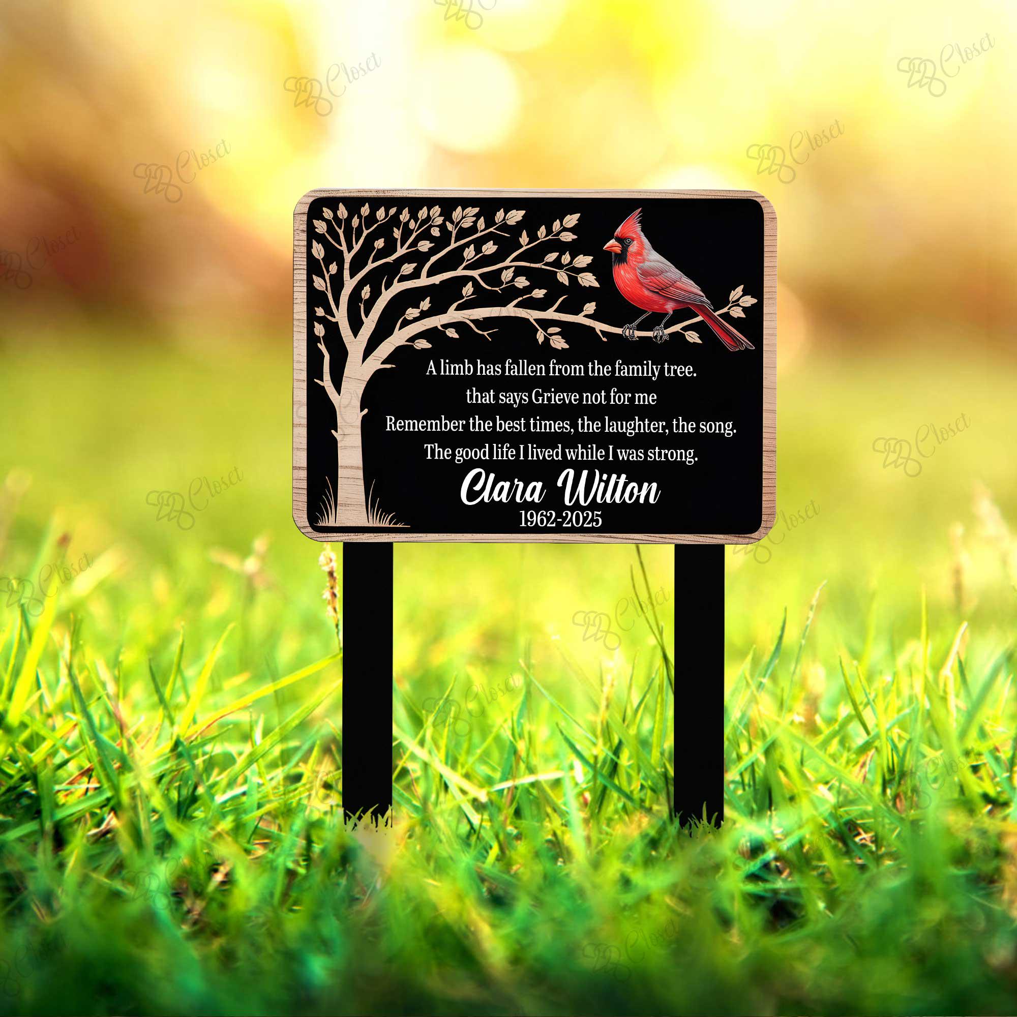 Custom Cardinal Memorial Garden Sign, Cardinal Remembrance Stake ...