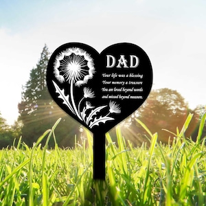 Personalized Dandelion Memorial Stake, Dad Memorial Garden Stake ...
