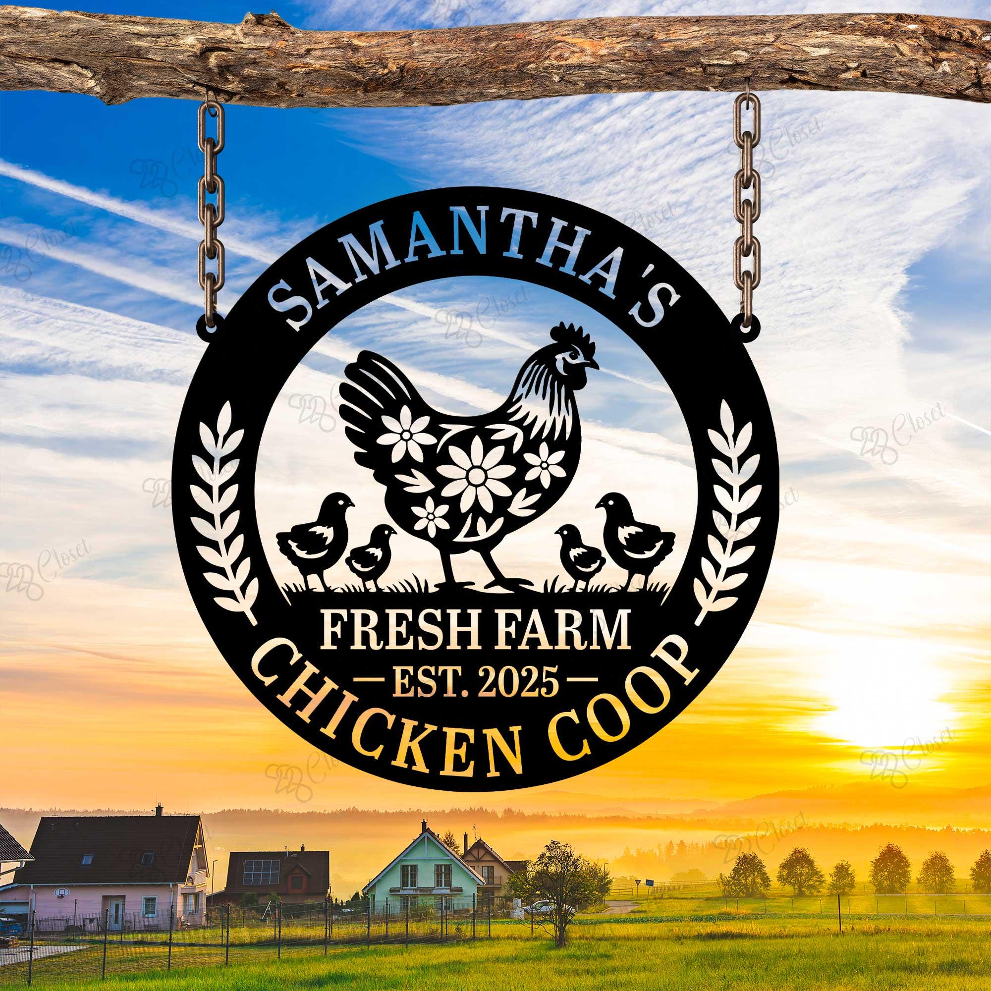 Personalized Chicken Coop Sign, Farm Fresh Chicken Coop Sign, Hen House ...