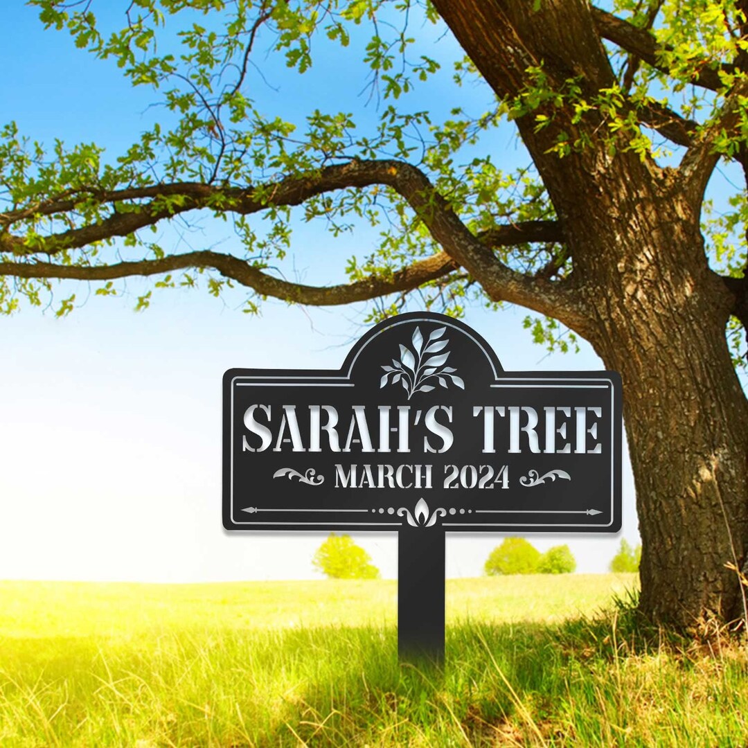Custom Memorial Tree Stake, Metal Tree Sign, Tree Marker, Tree Garden ...