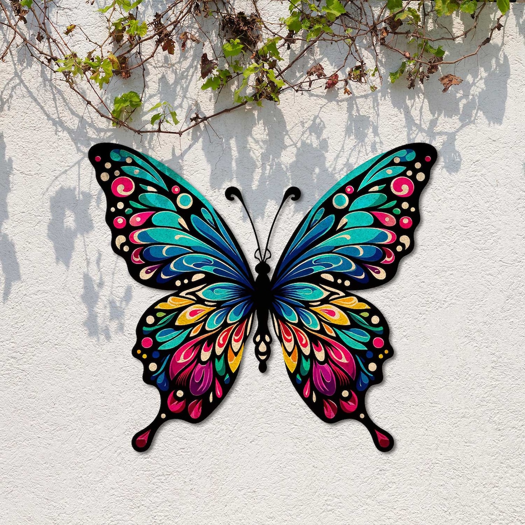 Multi-color Butterfly Metal Sign, Butterfly Sign, Colorful Butterfly ...