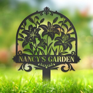 Personalized Lily Flowers Sign, Lily Garden Stake, Lily Decor, Flower ...