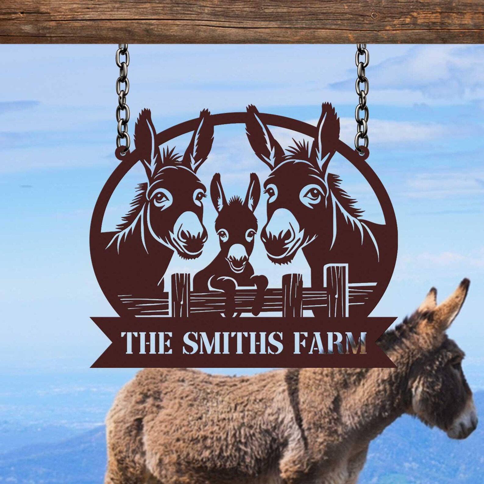Custom Donkey Farm Metal Sign, Donkey Family Sign, Custom Donkey Farm ...