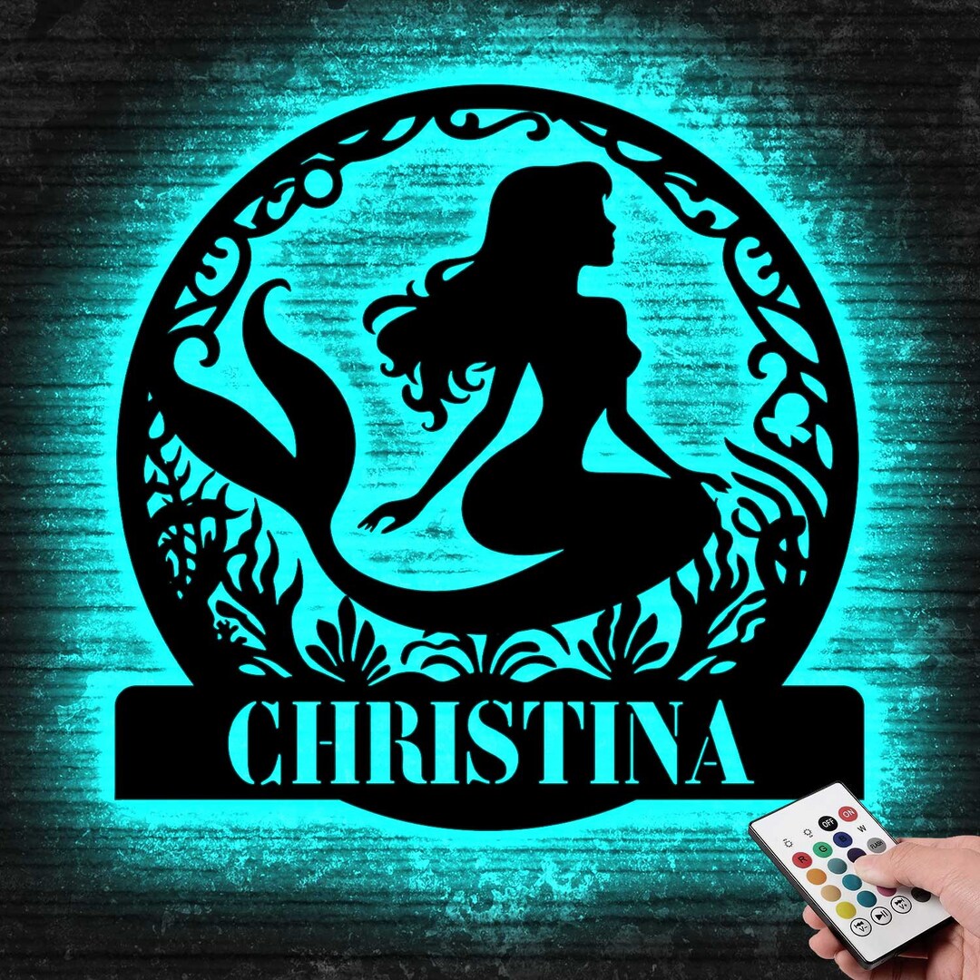 Custom Mermaid Sign With Led Light, Mermaid Home Decor, Mermaid Wall ...