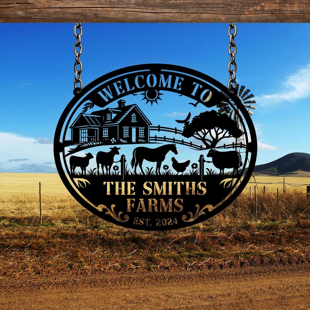 Personalized Metal Ranch Sign, Farm Animals Sign, Farmhouse Decor ...
