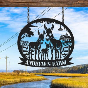 Custom Donkey Farm Metal Sign, Donkey Metal Wall Art, Donkey Farm Gift ...