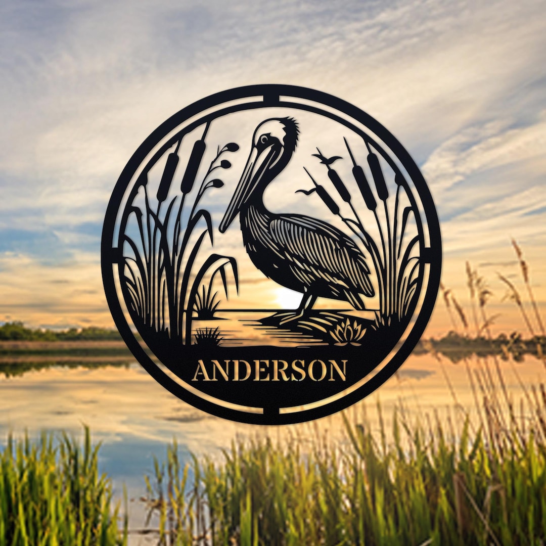 Custom American White Pelican Metal Sign, Pelican Hunting Metal Wall ...