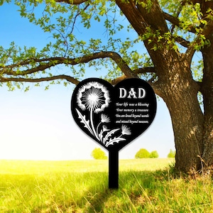 Personalized Dandelion Memorial Stake, Dad Memorial Garden Stake ...