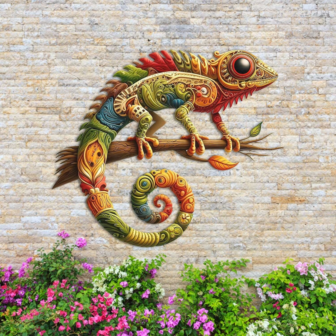 Metal Lizard Wall Art, Colorful Lizard, Lizard Wall Hanging, Metal ...