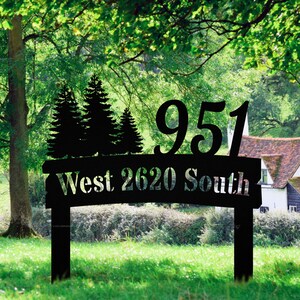 Lawn Metal Address Sign, Custom House Number Sign, Metal Address Plaque ...