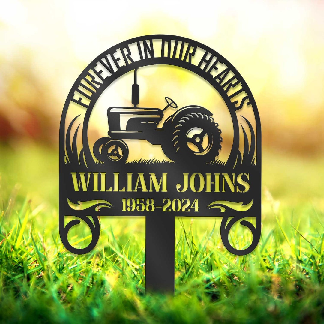 Memorial Tractor Sign Personalized, Tractor Stake, Farmer Memorial Gift ...