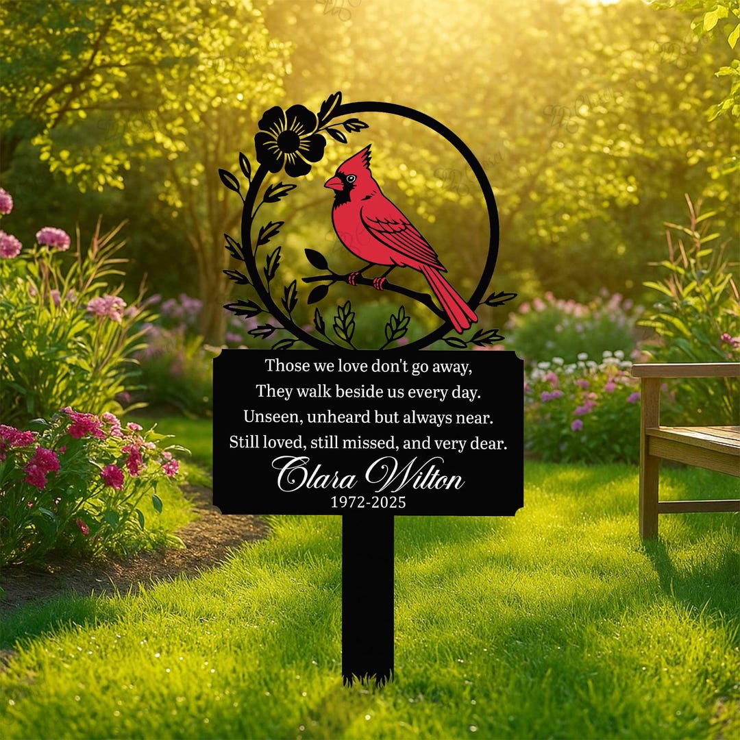 Custom Cardinal Memorial Cross Sign, Cardinal Memorial, Grave Cross ...