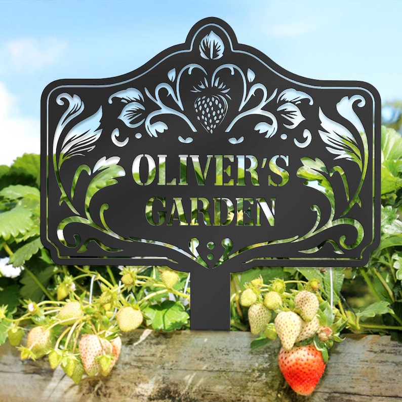 Custom Strawberry Garden Sign, Metal Strawberry Sign, Strawberry Garden ...