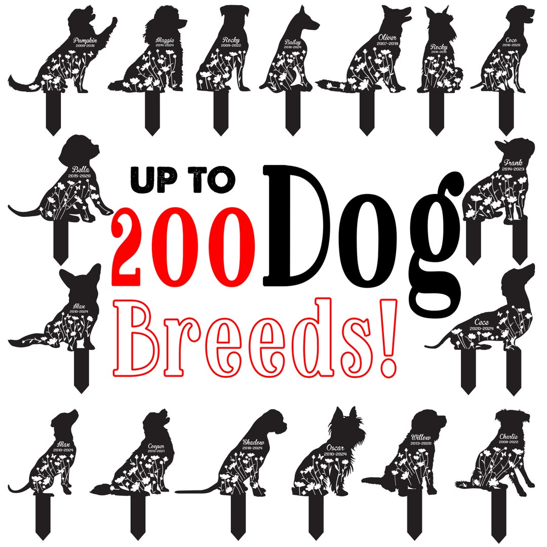 Personalized Dog Memorial Stake, Metal Stake, Dog Breed Metal Sign, Dog ...