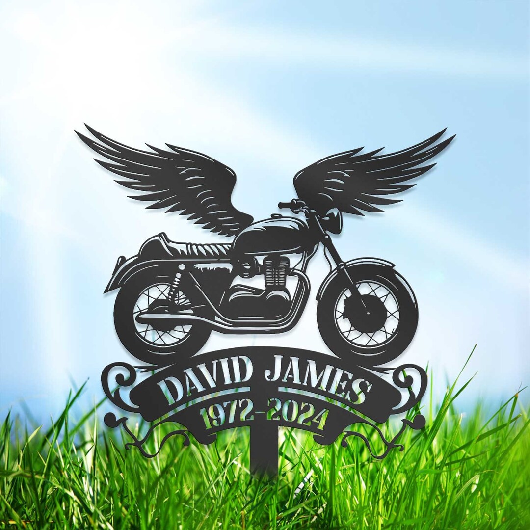 Custom Motorcycle Metal Sign, Motorcycle Memorial Stake, Rider Memorial ...