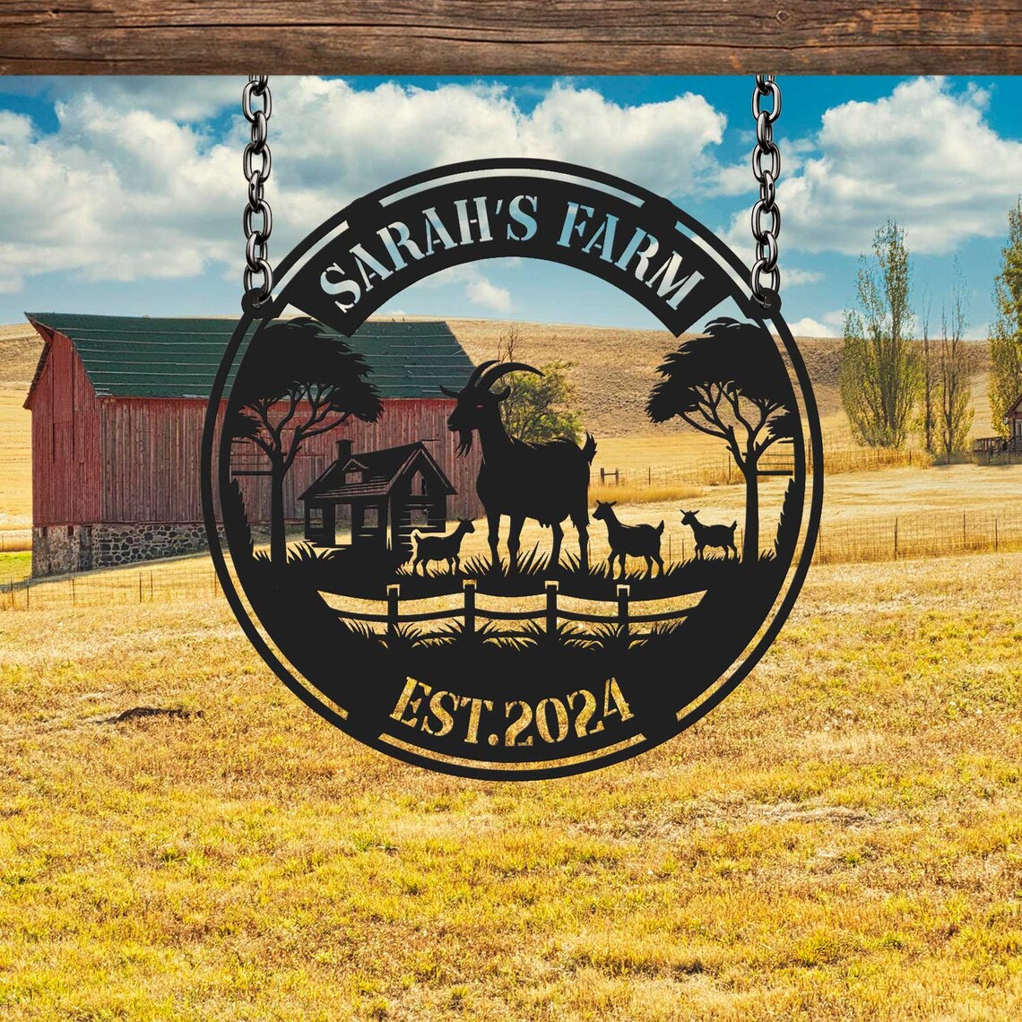 Custom Goat Metal Sign, Goat Metal Wall Art, Goat Farm Sign ...