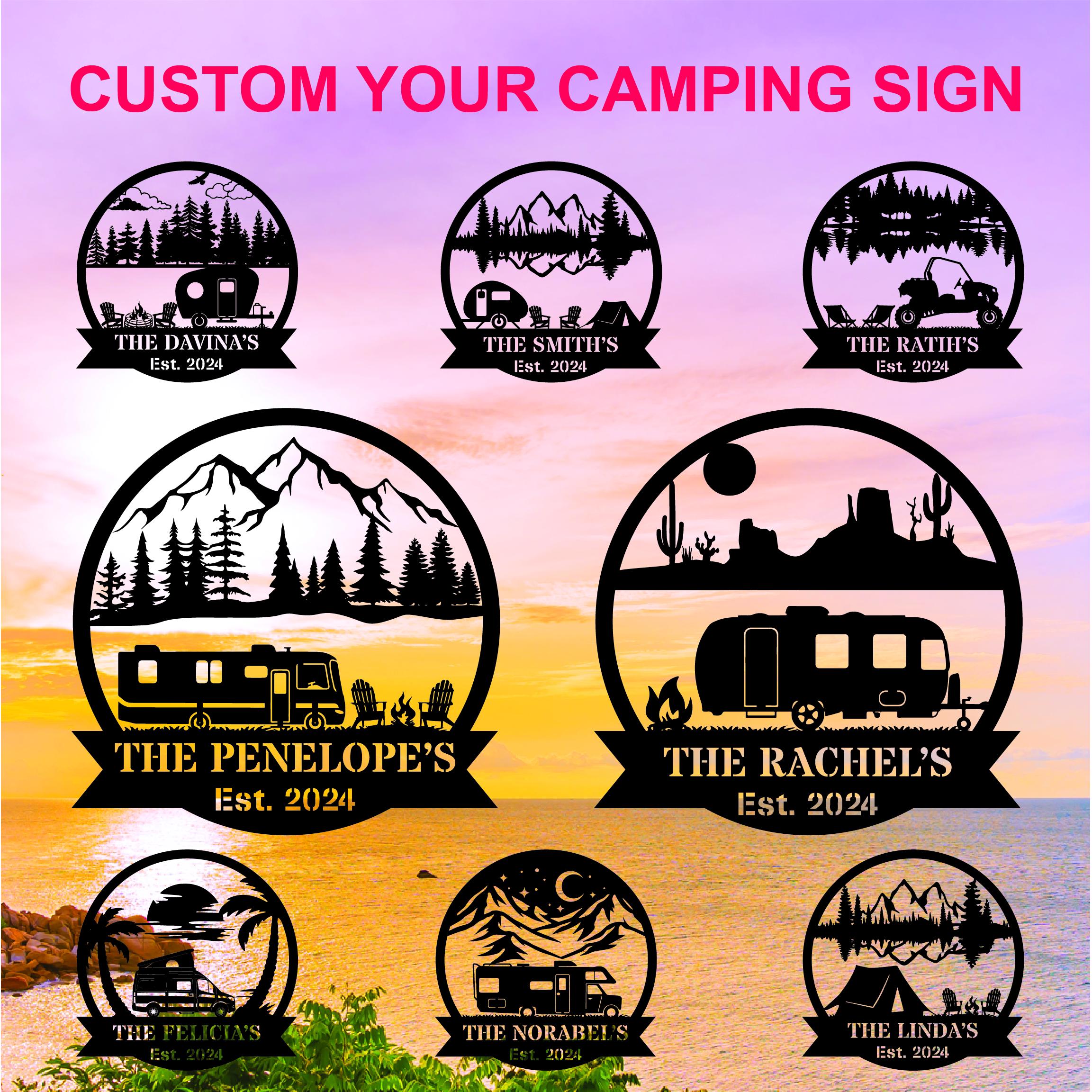 Custom Your Camping Metal Sign, Custom Camper Sign, Campsite Sign ...