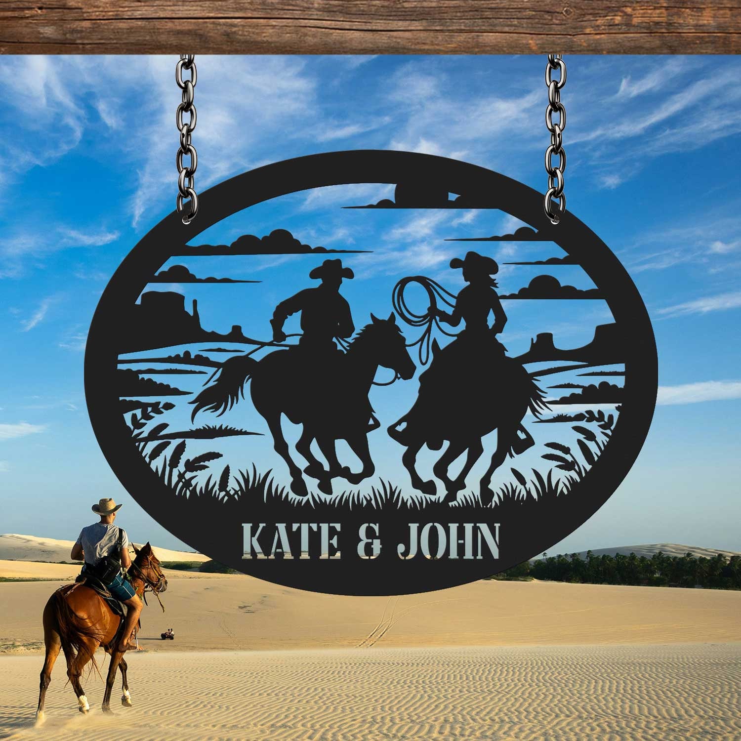 Personalized Cowboy Cowgirl Metal Sign, Couple's Ranch Sign, Western ...