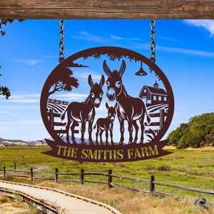 Custom Donkey Farm Metal Sign, Donkey Metal Wall Art, Donkey Farm Gift ...