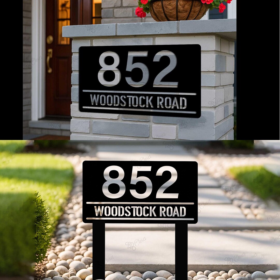 Personalized House Number Sign, Metal Address Sign, House Number Yard ...