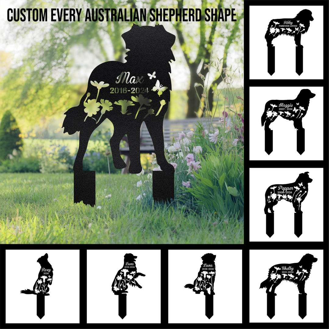 Custom Australian Shepherd Dog Memorial Stake, Dog Loss Gift, Pet Grave ...