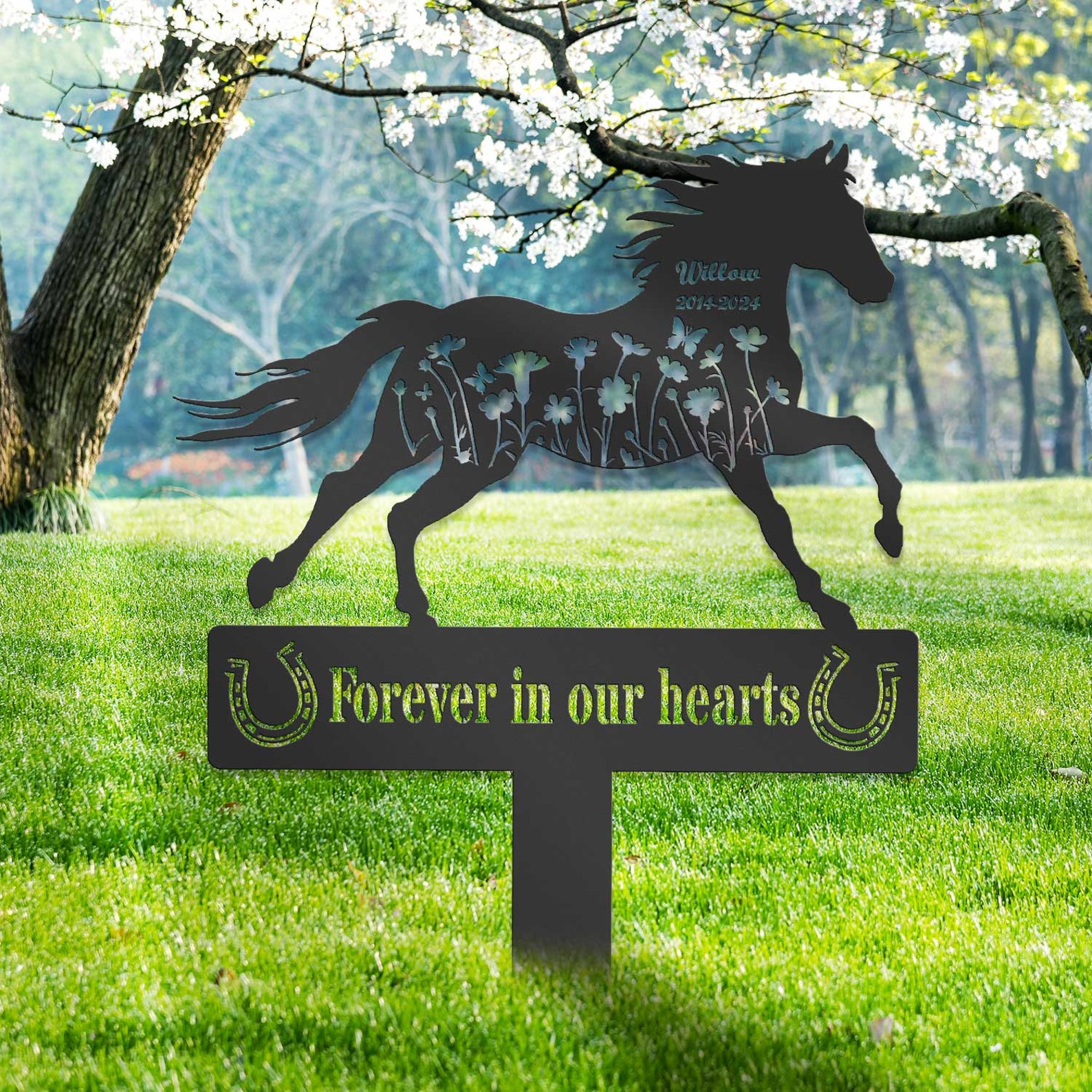 Custom Horse Memorial Sign, Horse Stake, Grave Markers, Horse Sign With ...