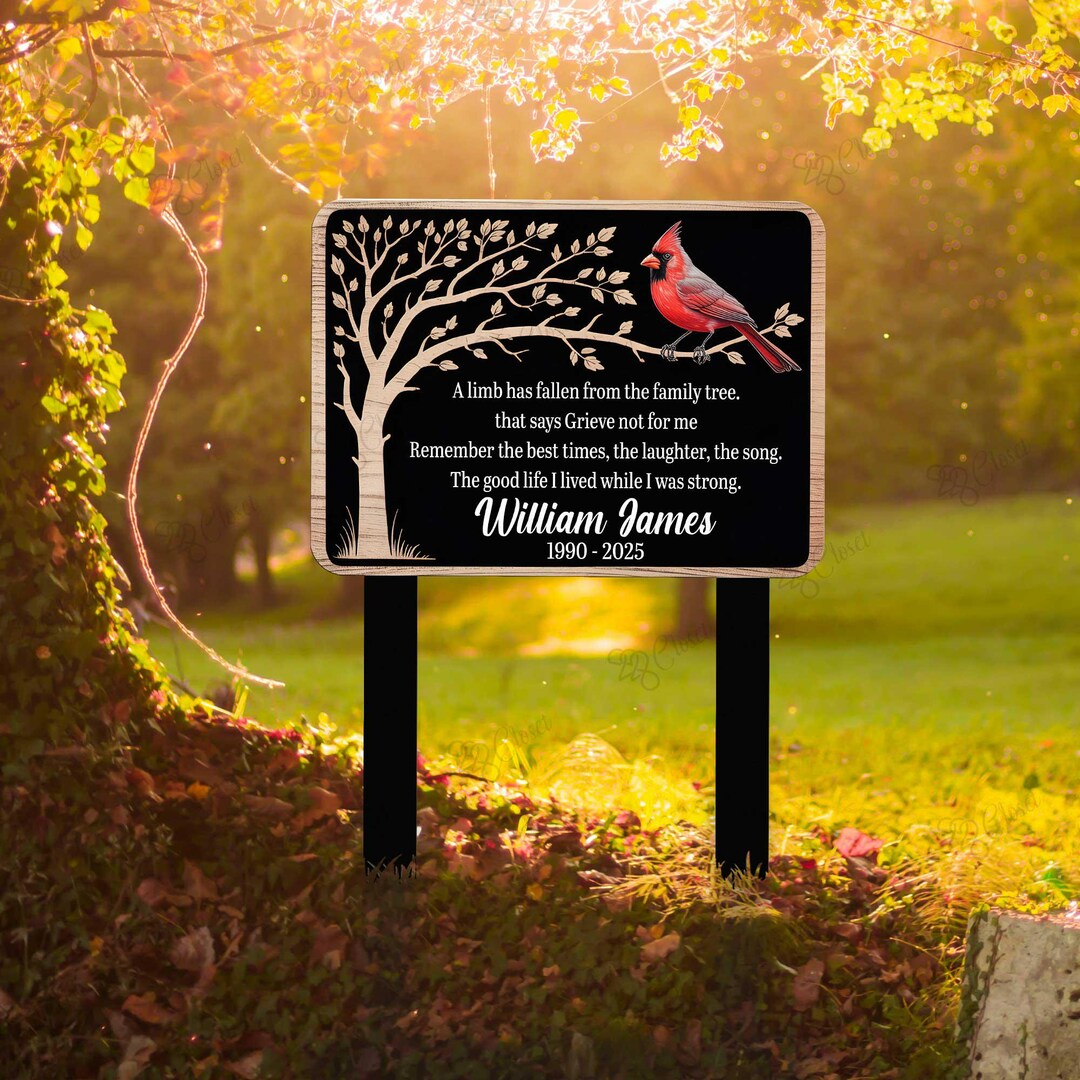 Custom Cardinal Memorial Garden Sign, Cardinal Remembrance Stake ...