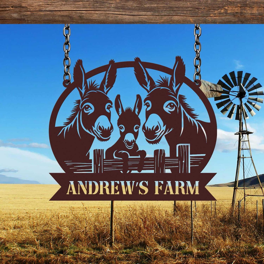 Custom Donkey Farm Metal Sign, Donkey Family Sign, Custom Donkey Farm ...