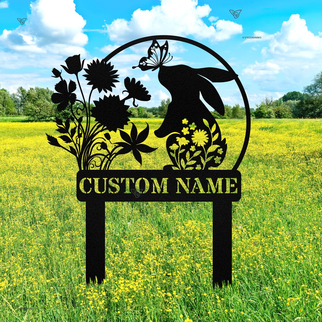 Custom Bunny Memorial Sign, Rabbit Metal Sign, Pet Grave Markers ...
