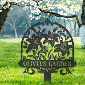 Personalized Lily Flowers Sign, Lily Garden Stake, Lily Decor, Flower ...
