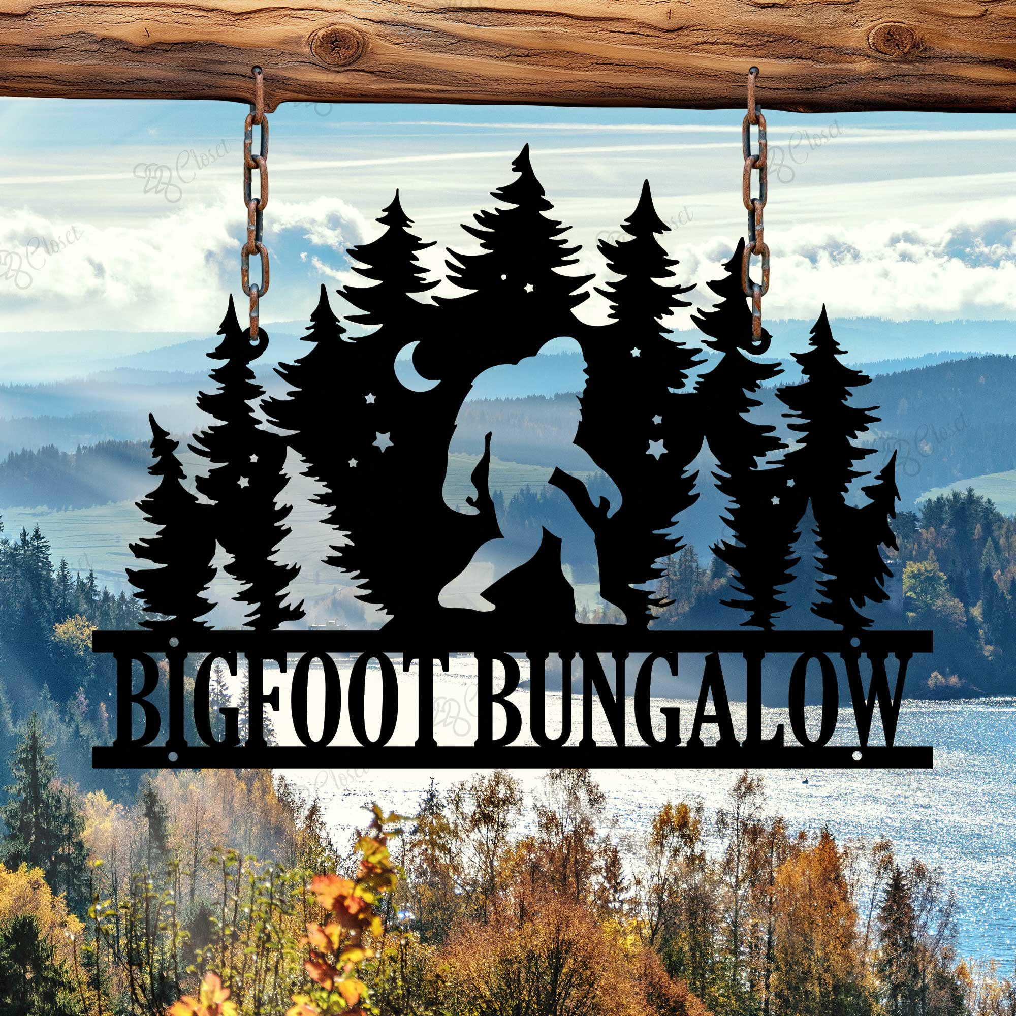 Personalized Sasquatch Metal Sign, Bigfoot Cabin Sign, Yeti Metal Yard ...