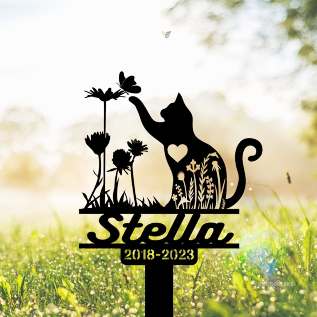 Personalized Memorial Cat Stake, Cat Memorial Plaque, Cat Grave Marker, Cat Memorial Gift, Cat ...
