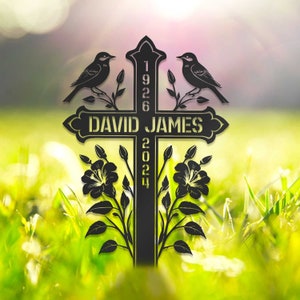 Custom Memorial Metal Cross Stake, Grave Marker, Sympathy Gifts ...