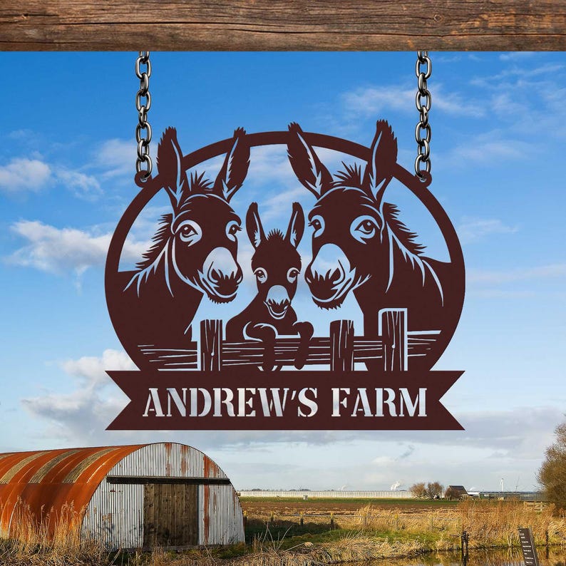 Custom Donkey Farm Metal Sign, Donkey Family Sign, Custom Donkey Farm ...