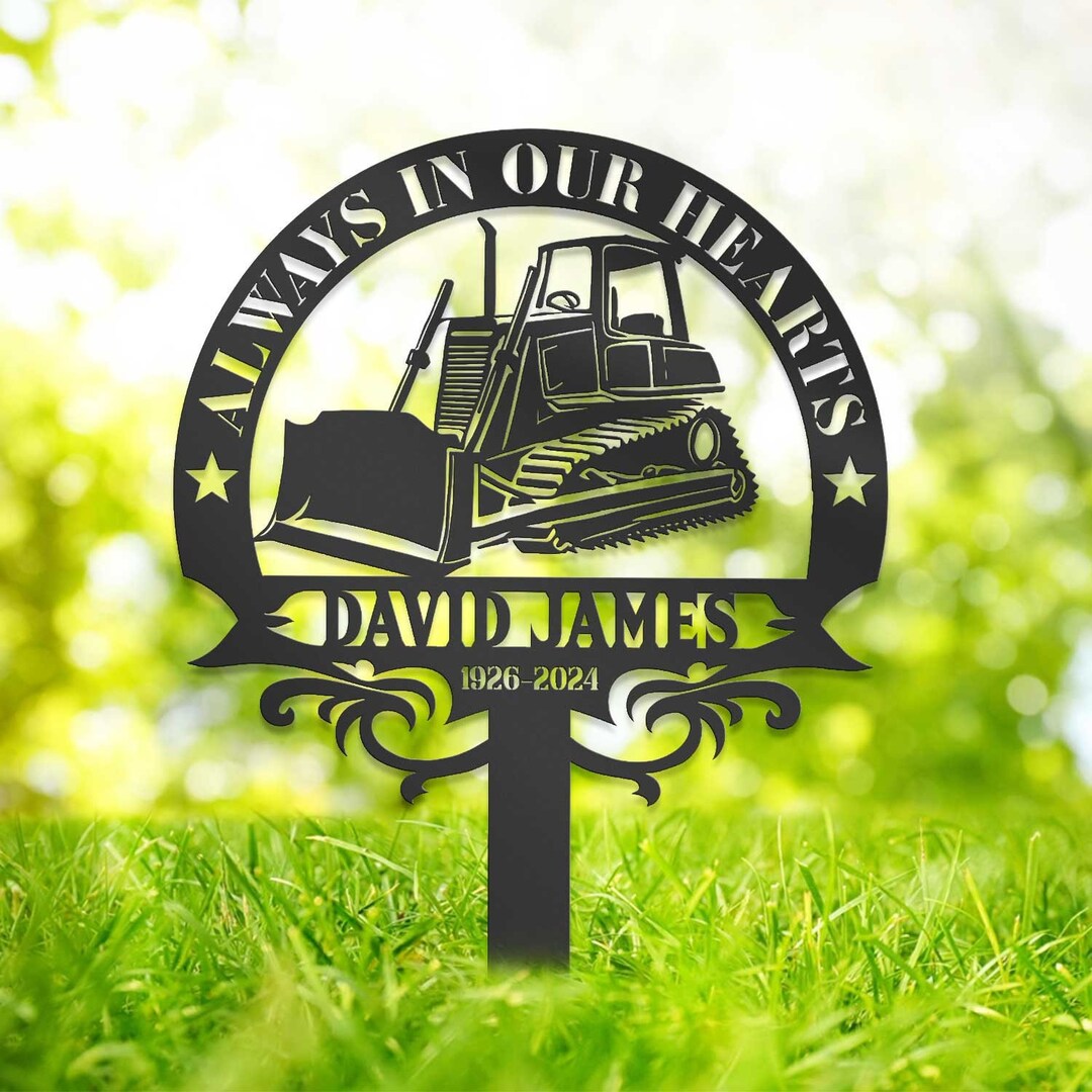 Personalized Bulldozer Memorial Sign, Bulldozer Metal Sign, Dad Loss ...