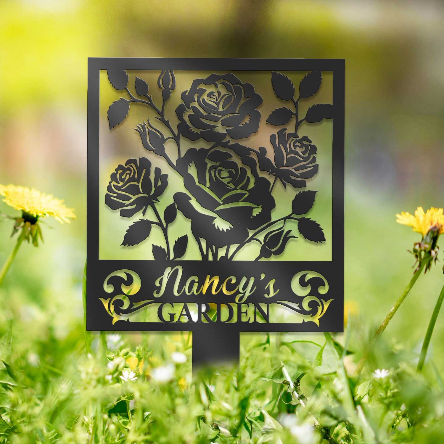 Personalized Rose Garden Sign, Custom Garden Marker, Garden Flower Sign ...