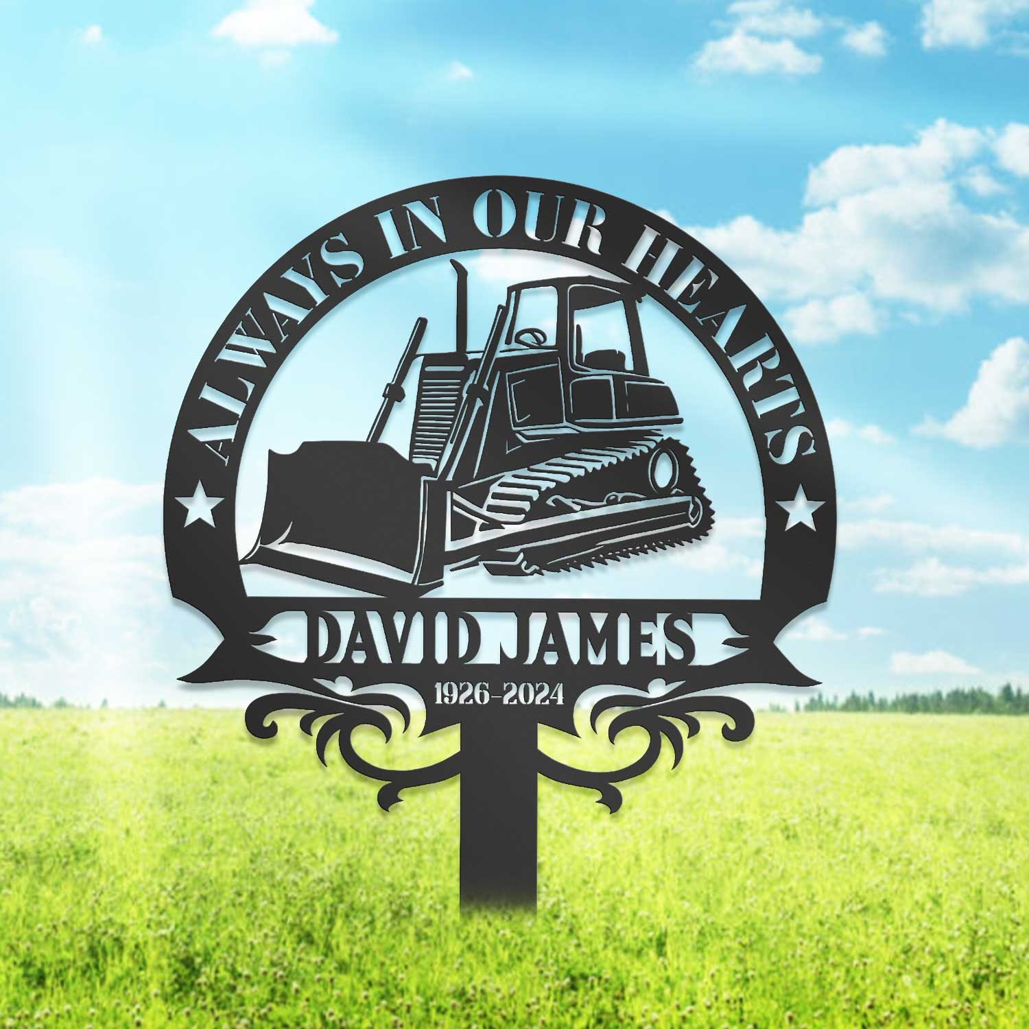 Personalized Bulldozer Memorial Sign, Bulldozer Metal Sign, Dad Loss ...