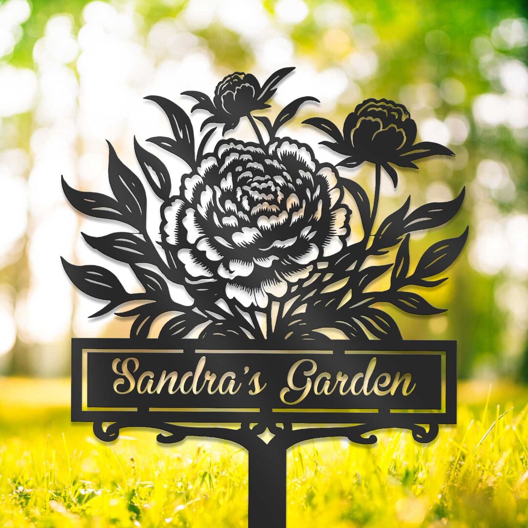 Custom Peony Sign With Stake, Peony Flower Sign, Peony Garden Sign ...