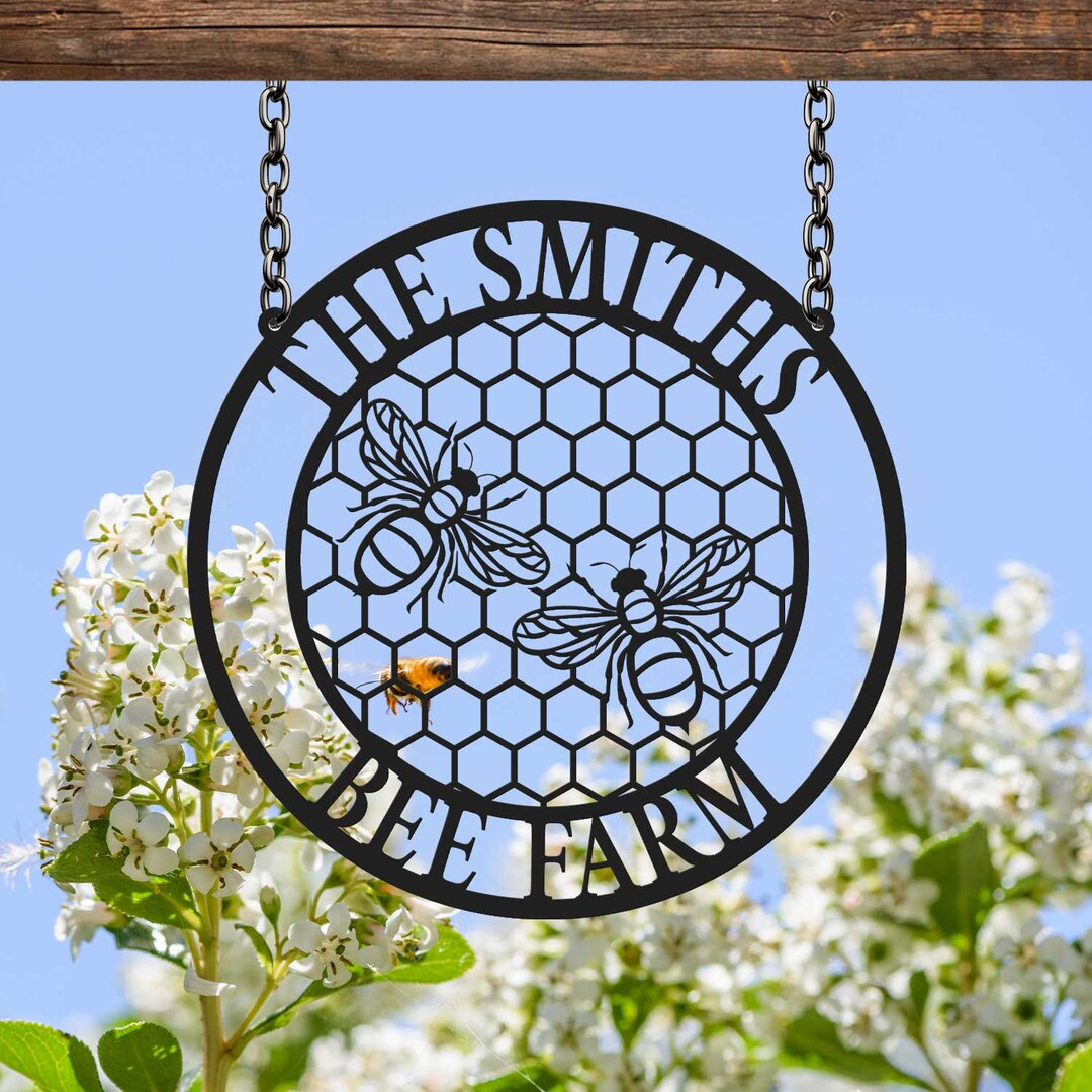 Custom Bee Metal Wall Art, Honey Bee Metal Sign, Personalized Bee Hive ...
