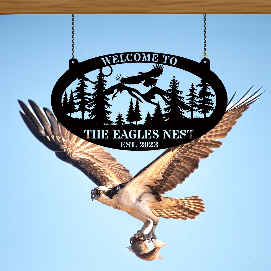 Custom Eagle Metal Sign, Mountain Eagle Metal Sign, Custom Family Name ...