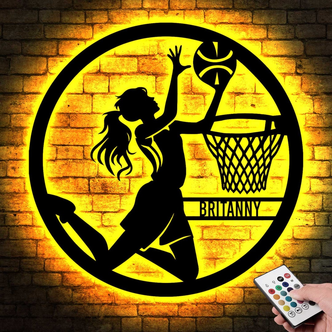Custom Girl Basketball Metal Sign With LED Light, Basketball Player ...