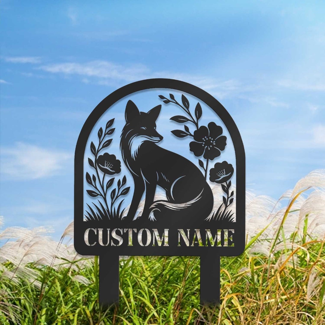 Personalized Metal Fox Sign, Metal Fox Decor, Fox Stake, Fox Decor, Fox ...