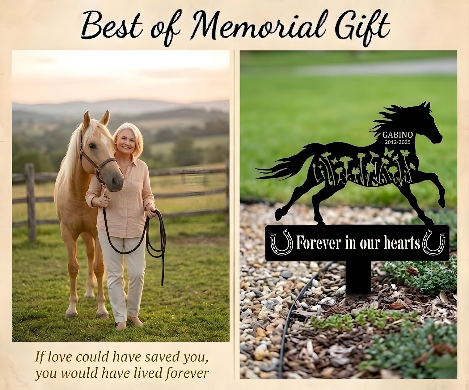 Custom Horse Memorial Sign, Horse Stake, Grave Markers, Horse Sign With ...