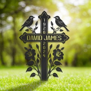Custom Memorial Metal Cross Stake, Grave Marker, Sympathy Gifts ...