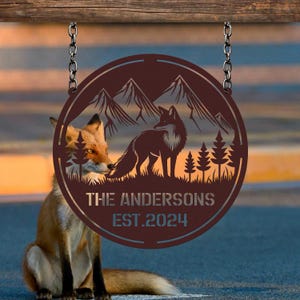 Personalized Metal Fox Sign, Fox Outdoor Decor, Outdoor Decor, Fox Yard ...